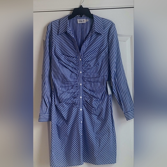 Eliza J | Dresses | Eliza J Womens Ruched Long Sleeve Shirtdress In ...